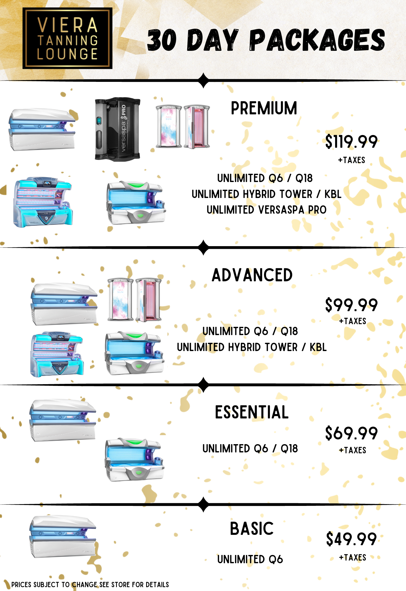 Prices & Packages – Viera Tanning Lounge